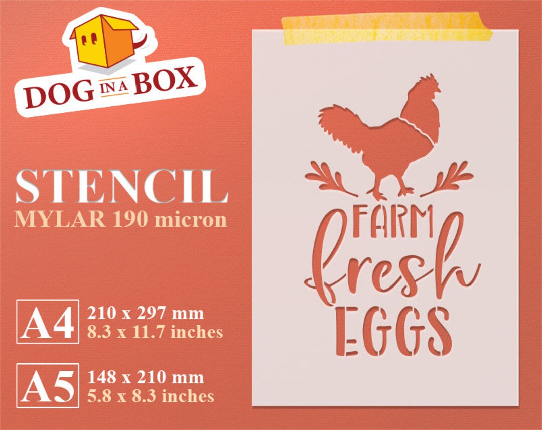 Farm Fresh Eggs Stencil N.1 - Reusable Farm Stencil, Chicken Stencil ...