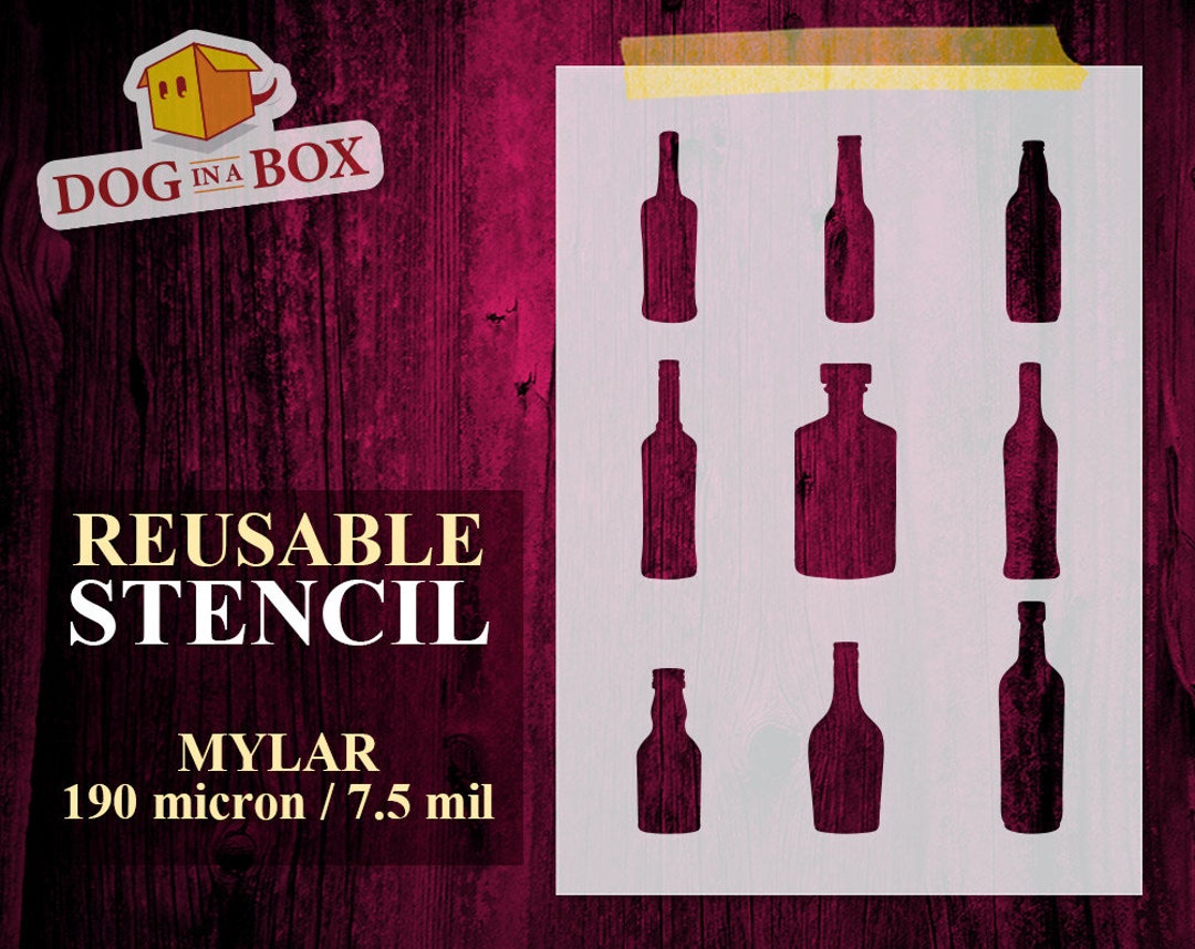 Bottles Stencil Set N.1 - Reusable Stencil With Different Bottles in ...
