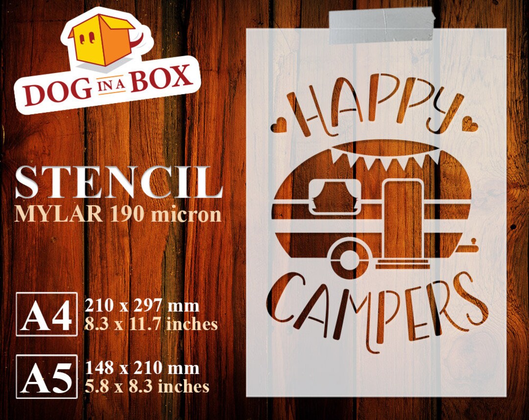 Happy Campers Stencil N.3 - Reusable Camping Stencil, Stencil for Wood ...