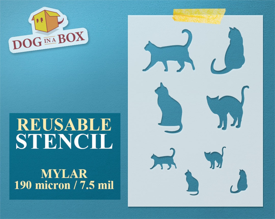 Cats Stencil Set N.1 - Reusable Stencil With Cats in Various Poses and ...