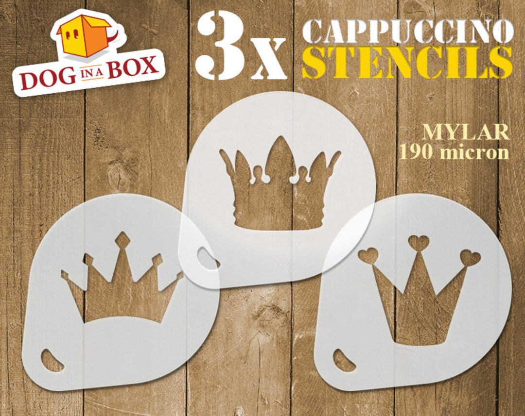 Crown Stencils: Set of 3 Reusable Stencils for Coffee, Cake, Tattoo ...