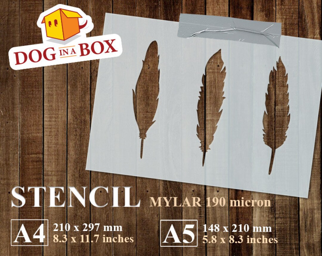 Feathers Stencil Set N.1 - Reusable Feather Stencil, Quill Stencil ...