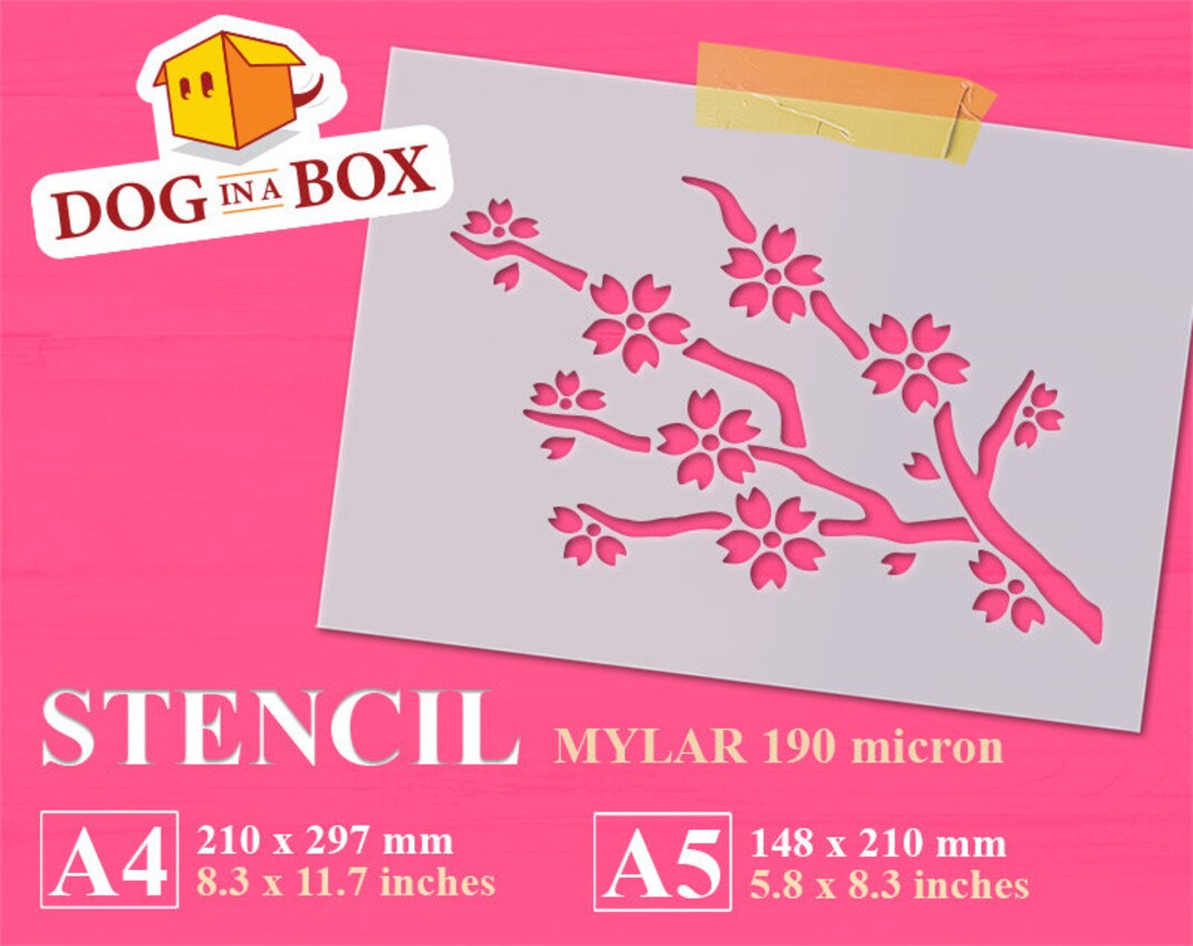 Flowery Branch Stencil N.1 - Reusable Japanese Stencil, Cherry Blossom ...