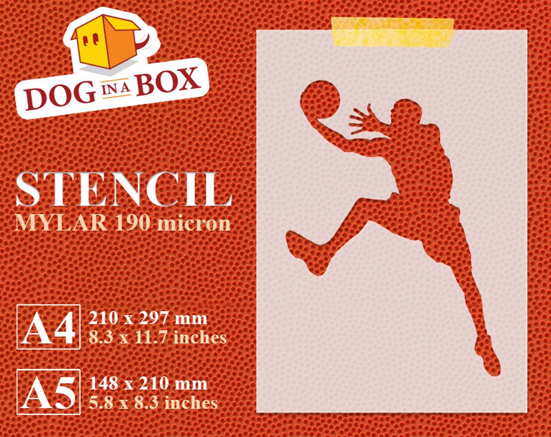 Basketball Stencil N.2 - Reusable Slam Dunk Stencils for Painting on ...