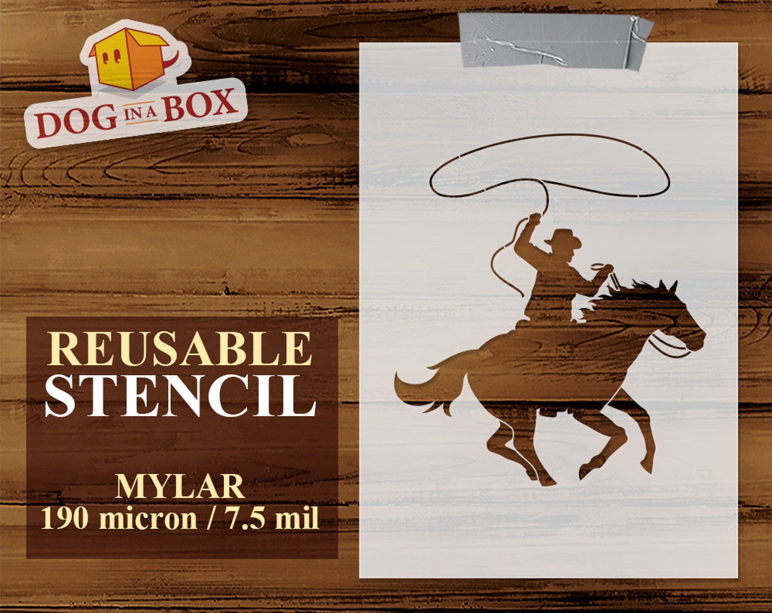 Cowboy Stencil N.2: Reusable Western Stencil for Painting on Walls ...