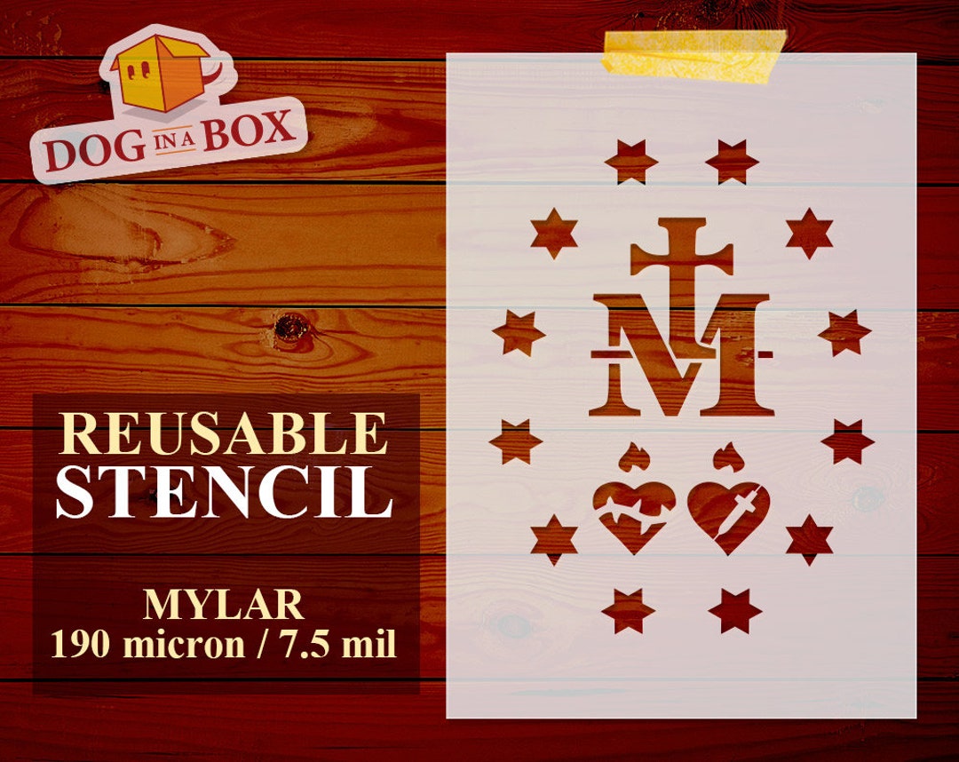 Auspice Maria Stencil N.4 - Reusable Virgin Mary Symbol. Christianity ...