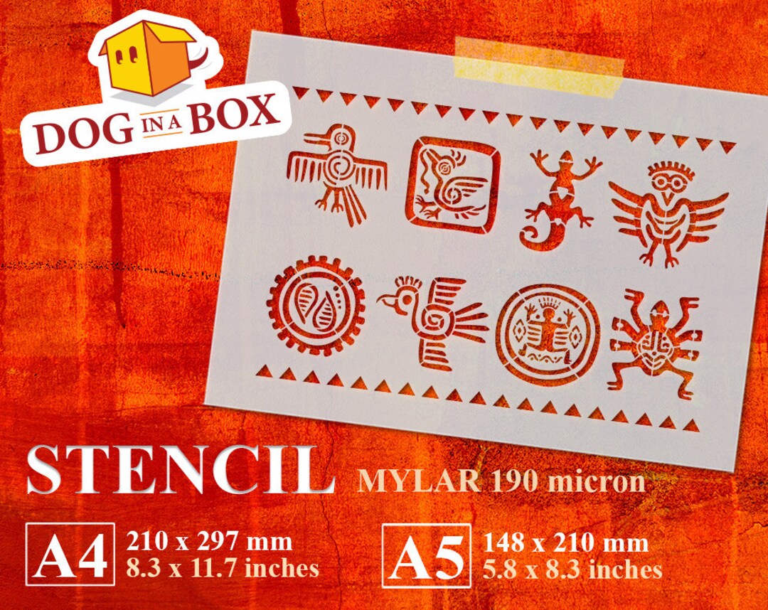 Mayan Symbols Stencil: Reusable Inca Decor Stencil for Painting on Wall ...