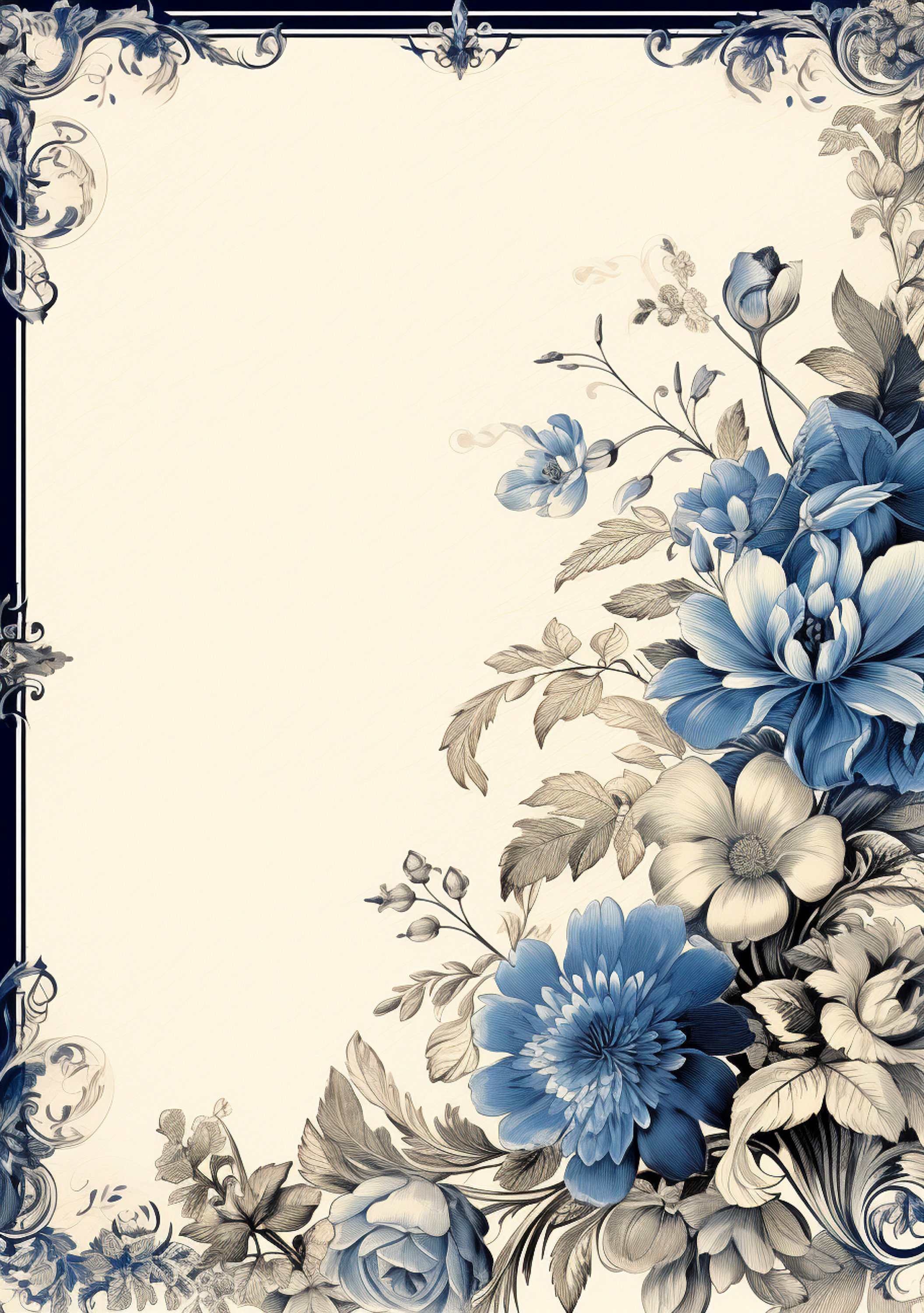 40 Decoupage Papers, Blue Floral, Scrapbook, Junk Journal Bundle Pack ...