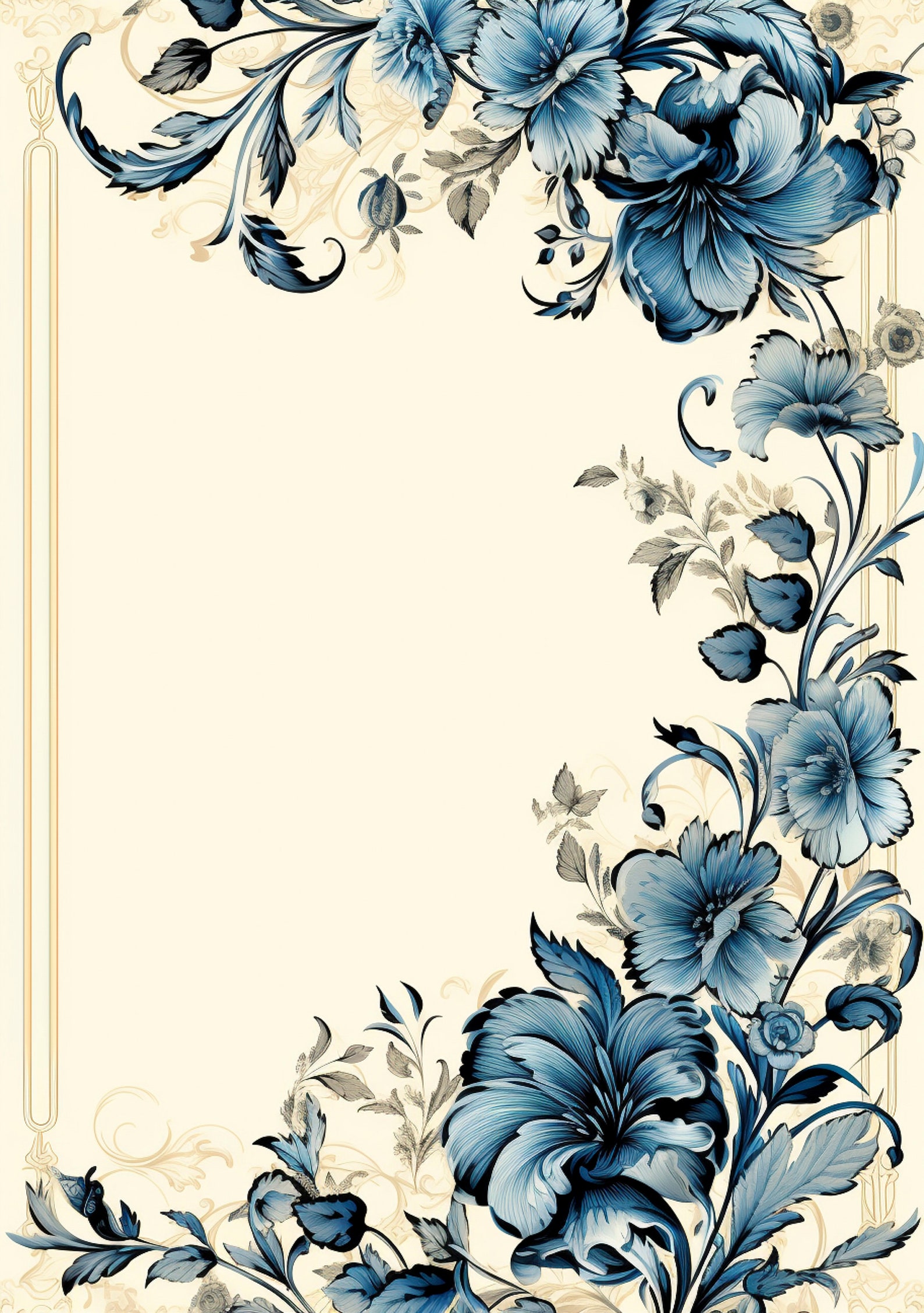 40 Decoupage Papers, Blue Floral, Scrapbook, Junk Journal Bundle Pack ...