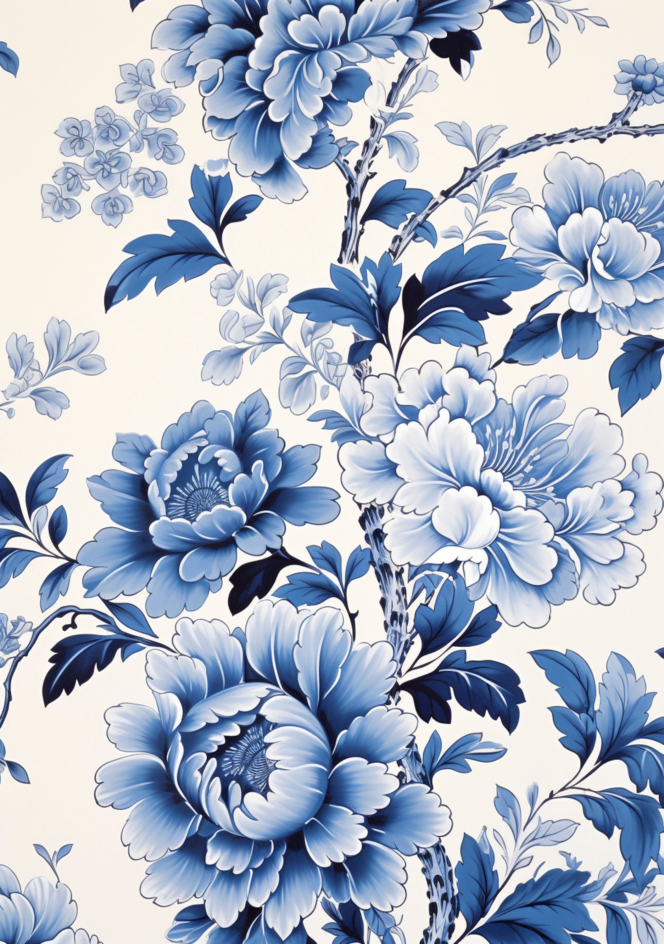 40 Decoupage Papers, Blue Floral, Scrapbook, Junk Journal Bundle Pack ...