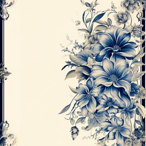 40 Decoupage Papers, Blue Floral, Scrapbook, Junk Journal Bundle Pack ...