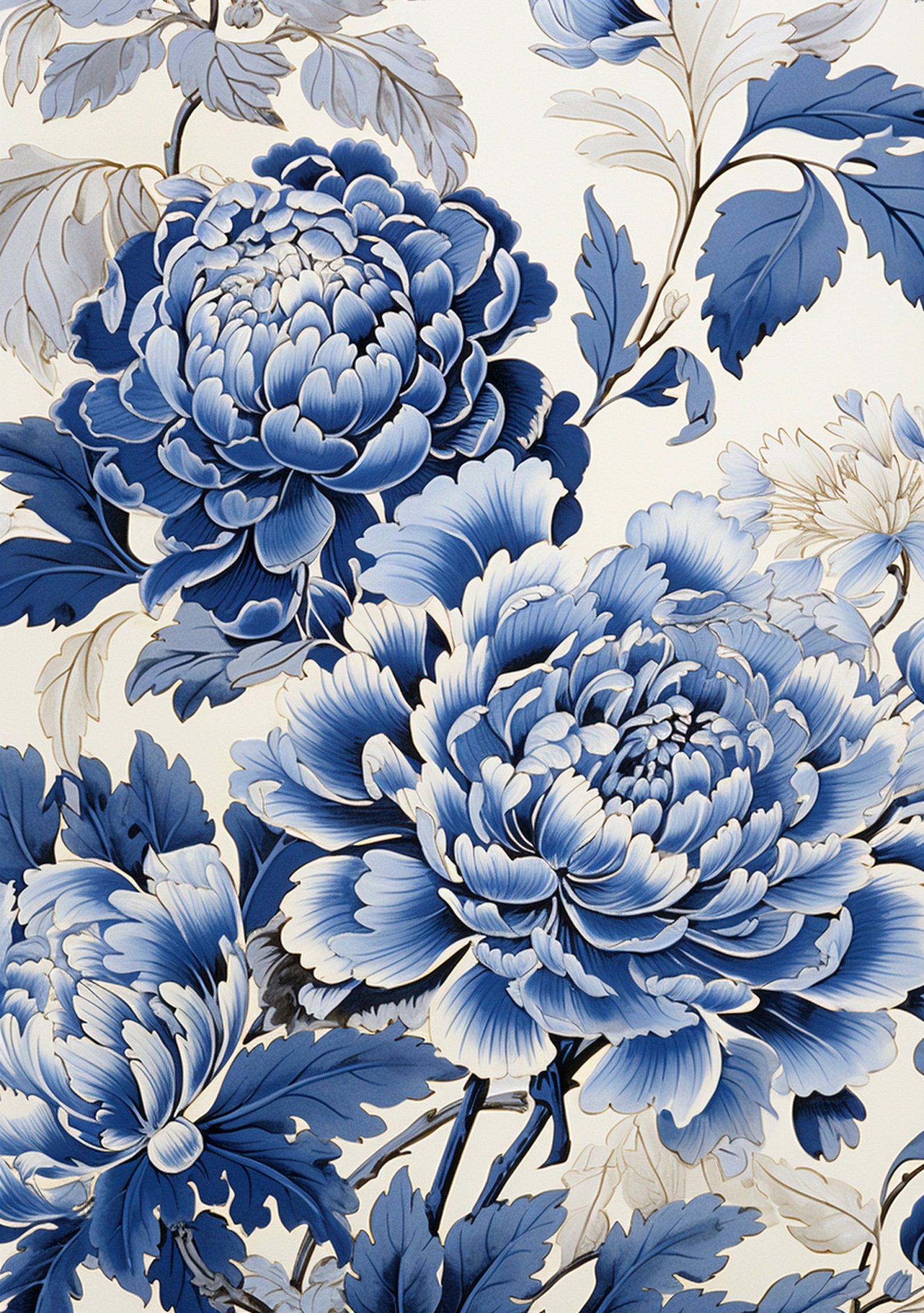 40 Decoupage Papers, Blue Floral, Scrapbook, Junk Journal Bundle Pack ...