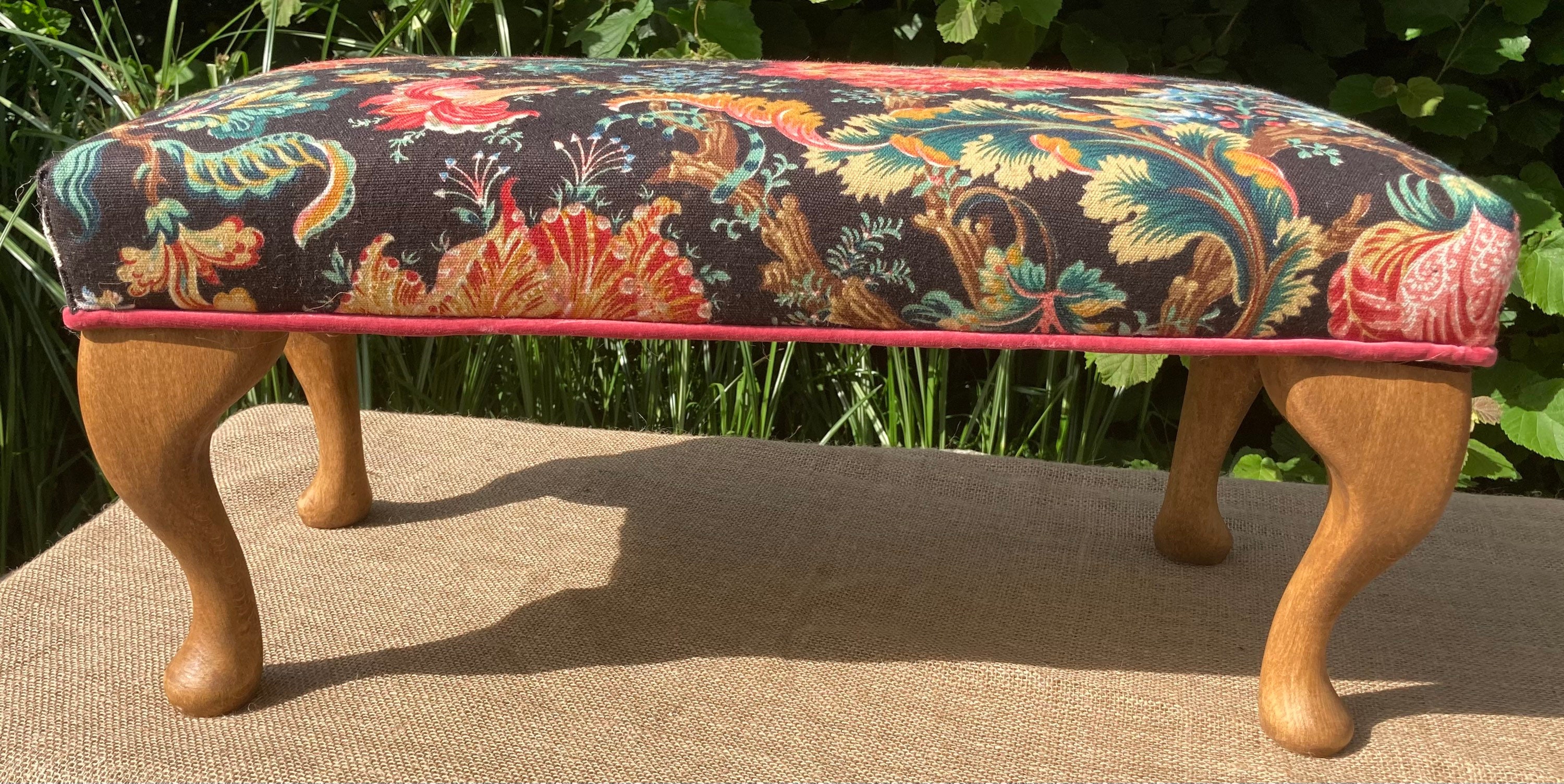 Hand Crafted Footstool in a Heavy Vintage Floral Fabric with - Etsy.de