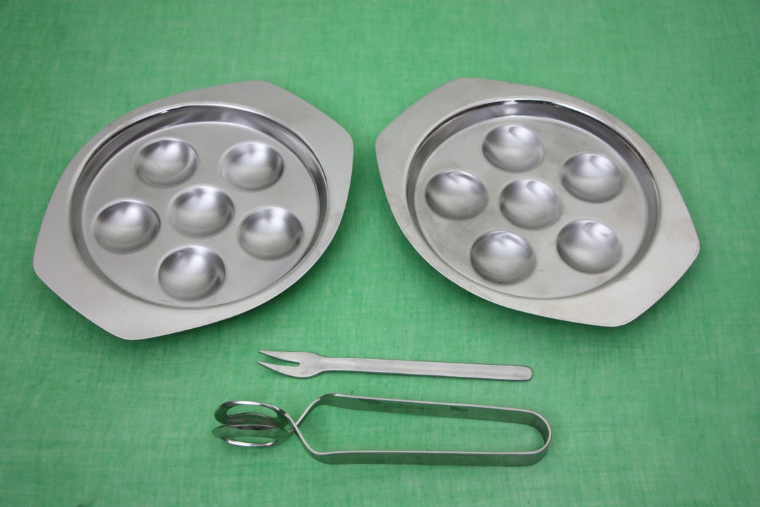 Snail Pan With Snail Tongs and Snail Fork, Snail Cutlery - Etsy