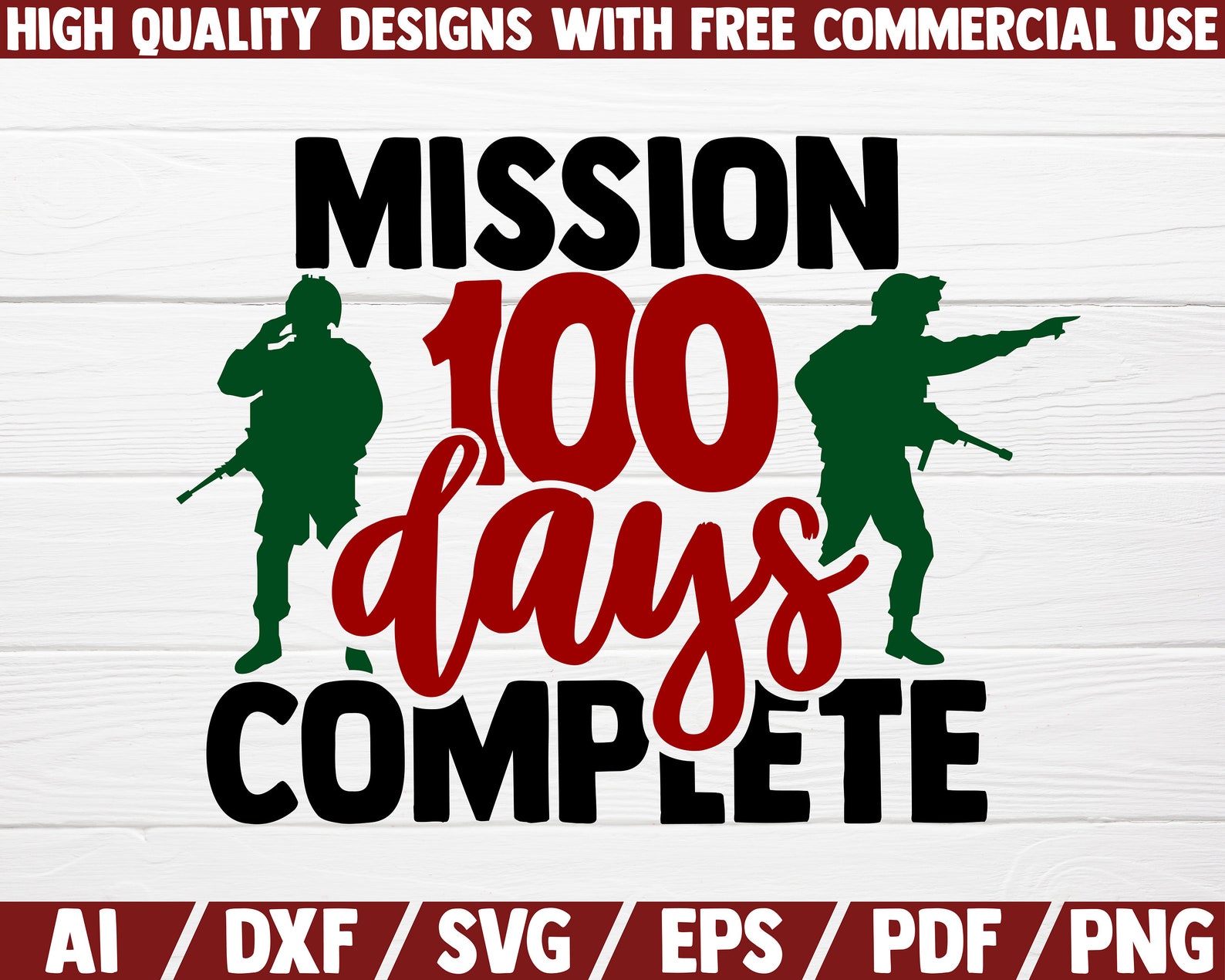 Mission 100 Days Complete SVG DXF File Cut File - Etsy