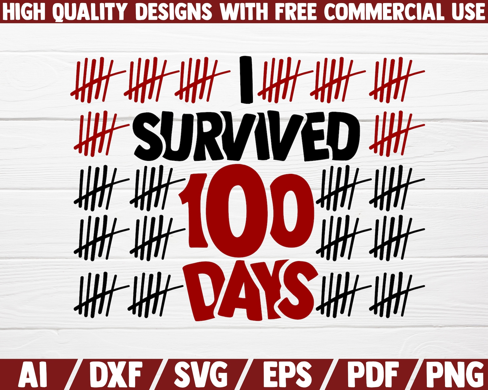 I Survived 100 Days Svg Dxf File Cut File Kindergarten Etsy