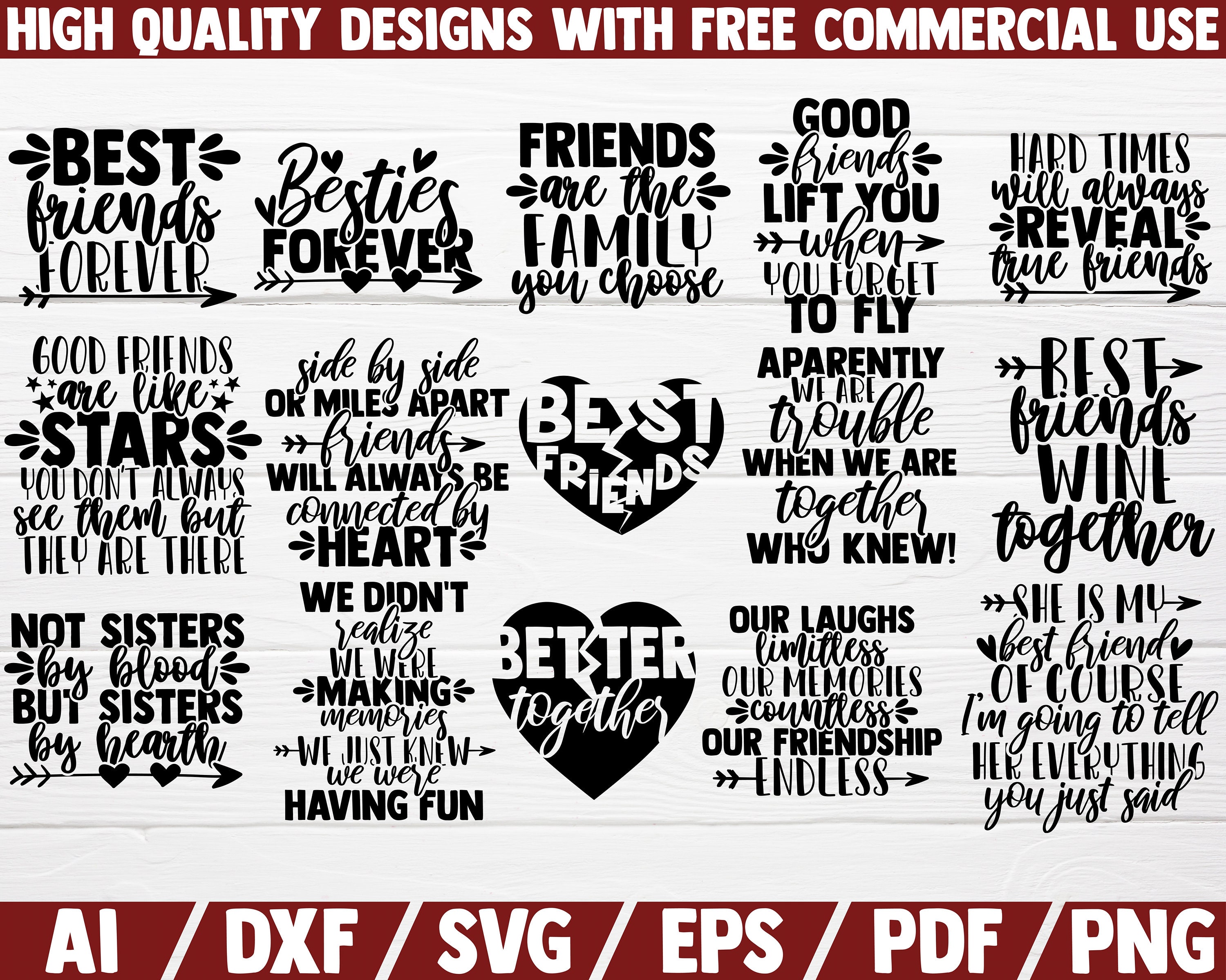 Friendship SVG Bundle Best Friend Sayings Quotes Shirt | Etsy