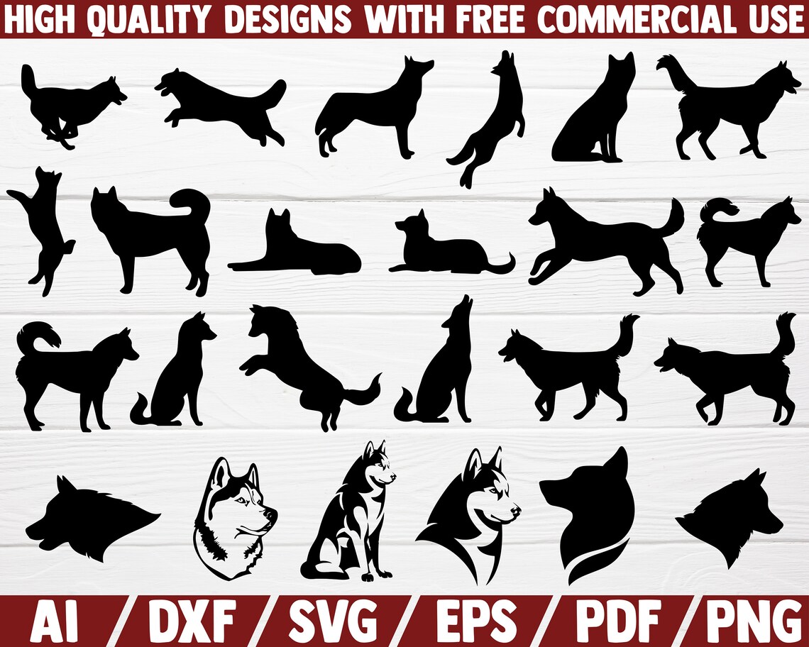 Husky Bundle SVG 24 Designs DXF File Cut File Husky | Etsy