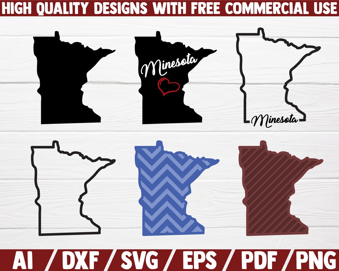 Minnesota SVG 6 DESIGNS DXF File Cut File United States 4th of July Usa ...