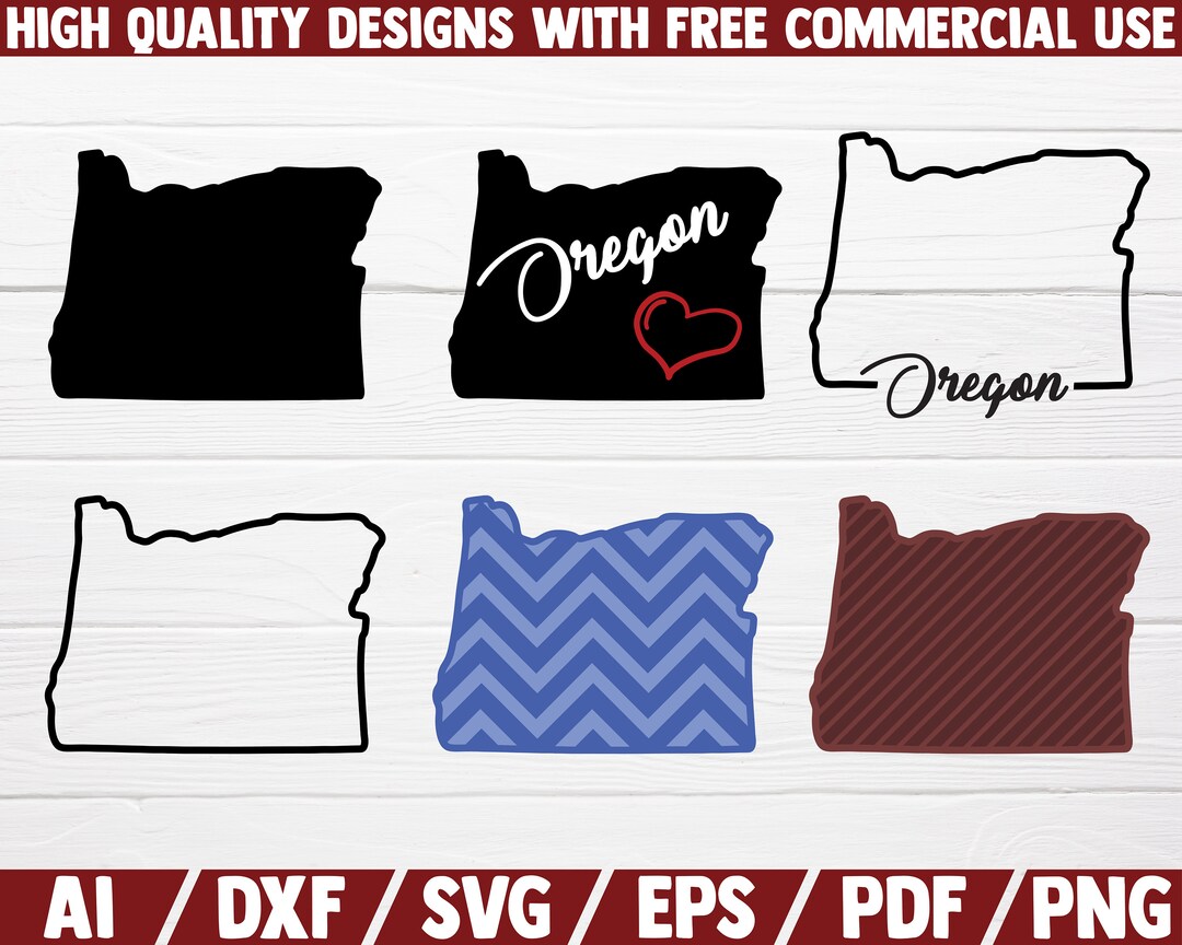 Oregon SVG 6 DESIGNS DXF File Cut File United States 4th of July Usa ...