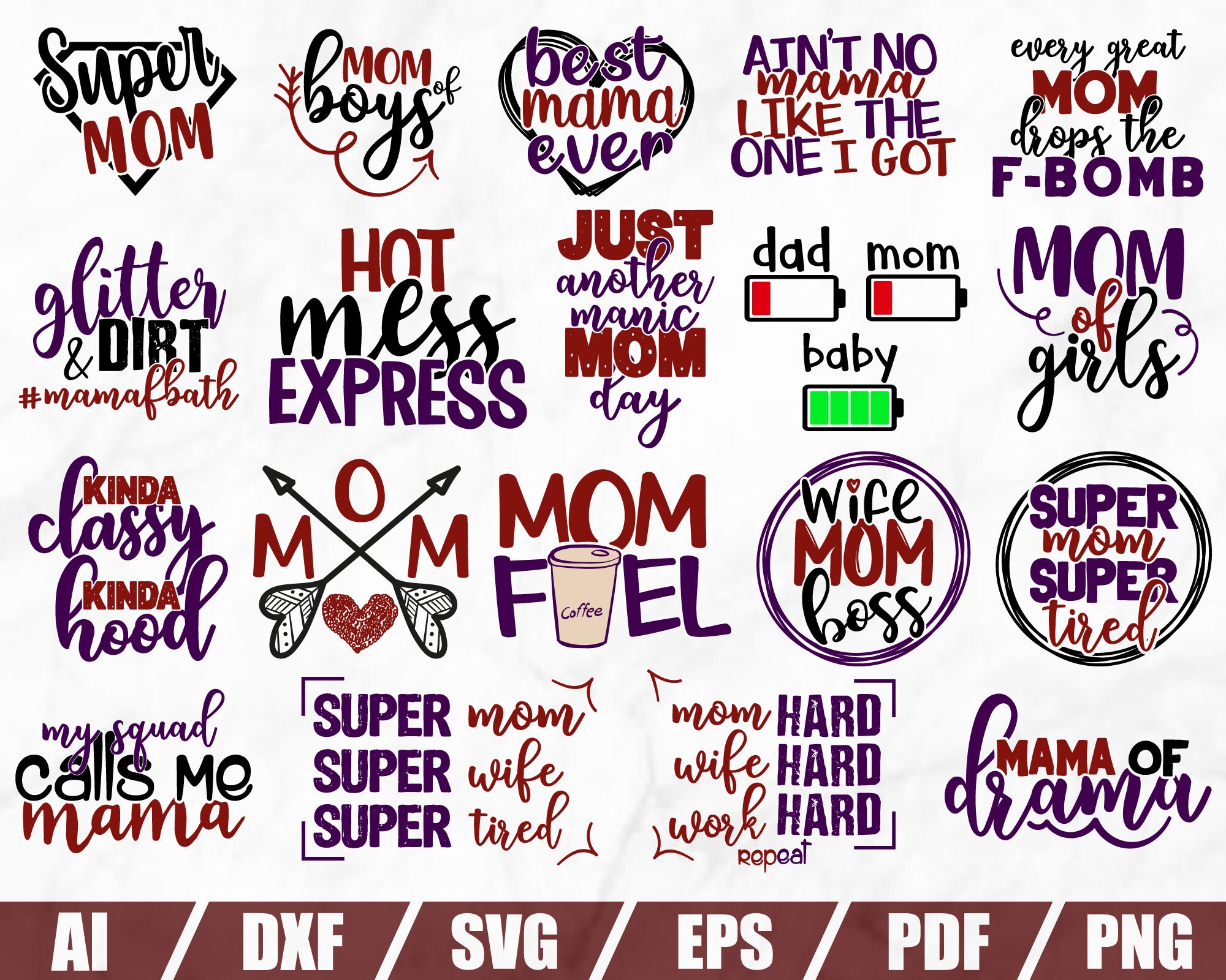 Mom SVG Bundle Mom Life SVG Cut Files commercial use | Etsy
