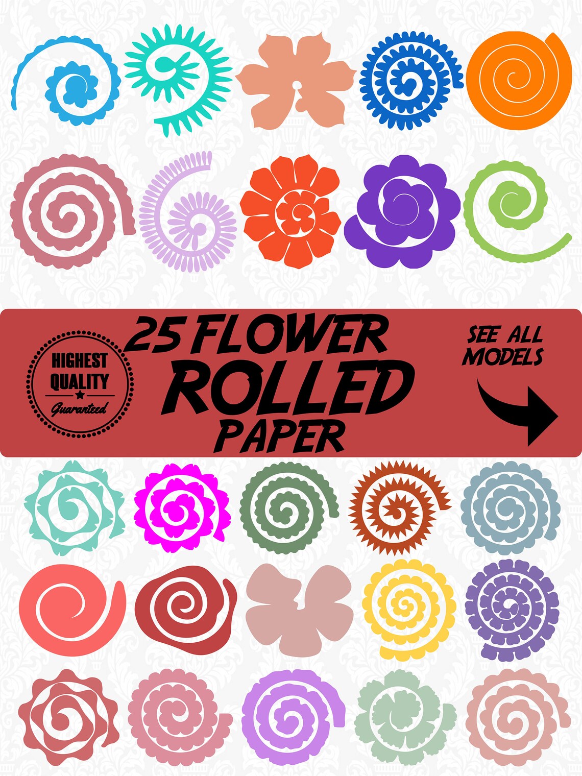 25 Bundle Flower Rolled Paper Flowers Rolled paperrolled - Etsy
