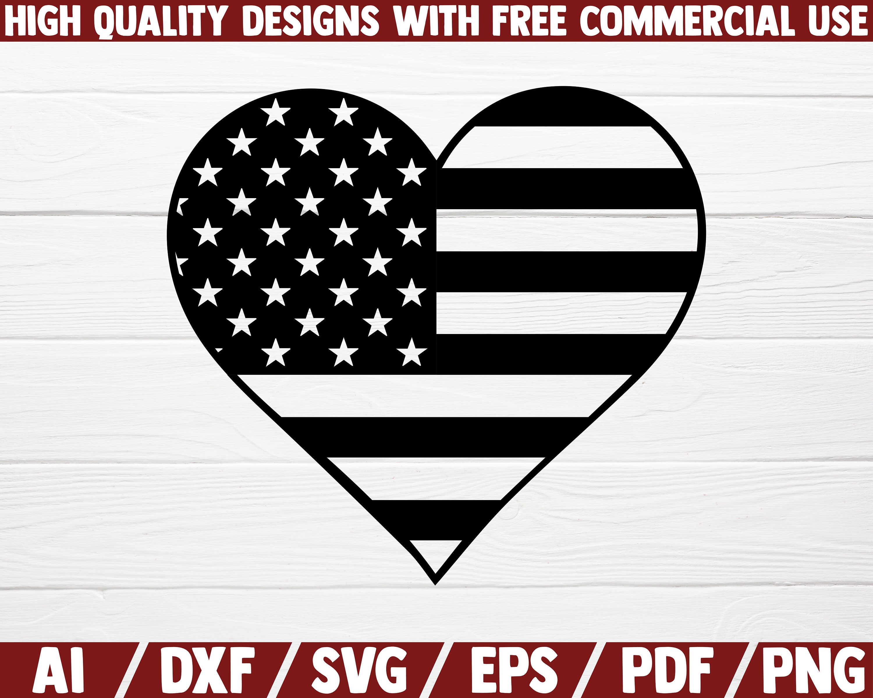 American Heart SVG DXF File Cut File Independence Day | Etsy
