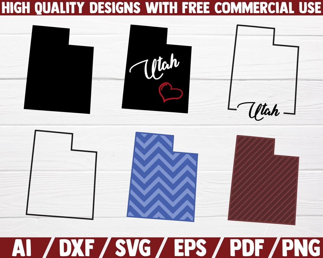 Utah SVG 6 DESIGNS DXF File Cut File United States 4th of July Usa Flag ...