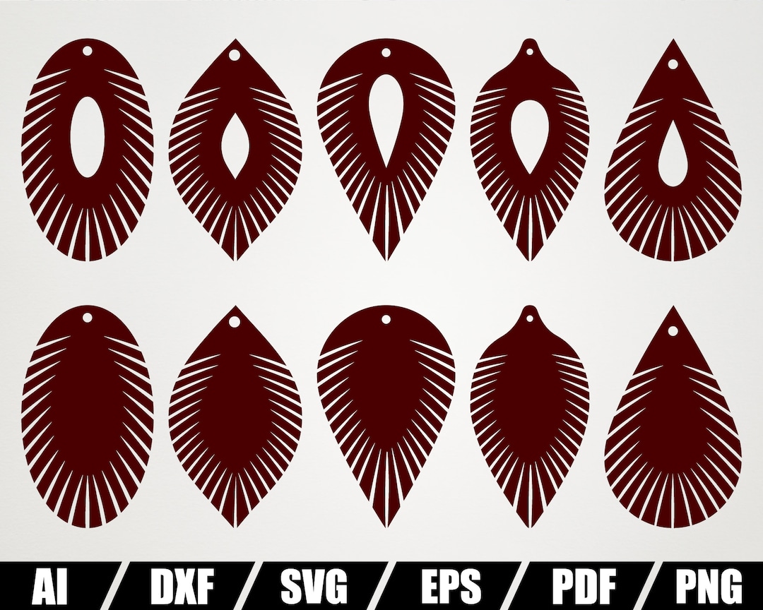 Earrings SVG Tear Drop SVG Pendant SVG Leather Earring Jewelry Laser ...