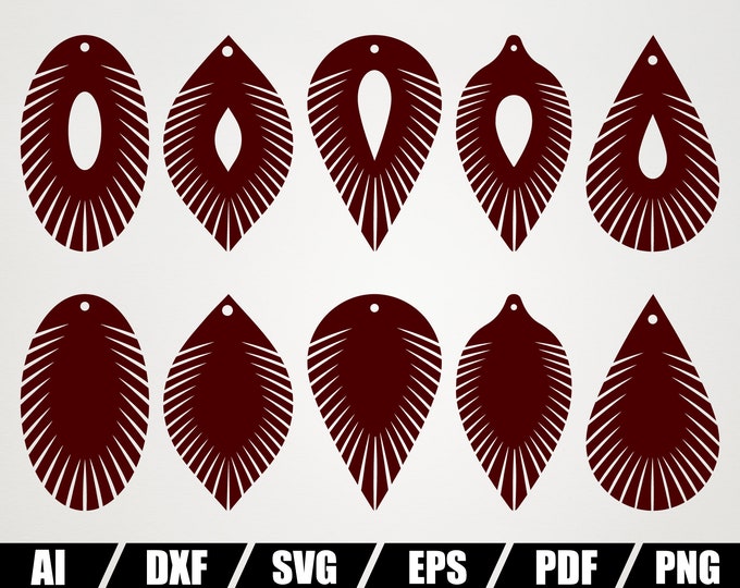 Earrings SVG Tear Drop SVG Pendant SVG Leather Earring Jewelry Laser ...