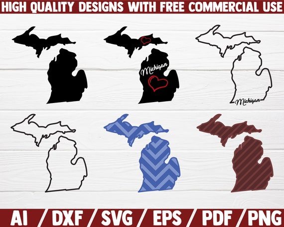 Michigan SVG 6 DESIGNS DXF File Cut File United States | Etsy