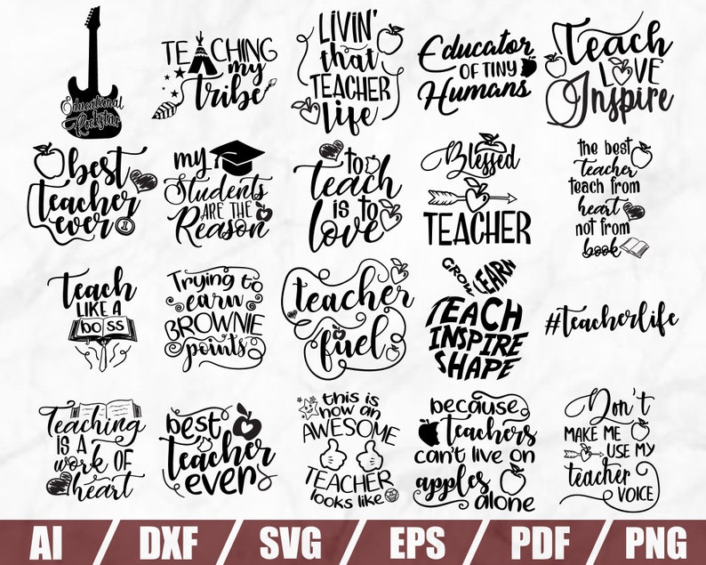 Teacher SVG Bundle Teaching SVG Cut File Instant Download - Etsy