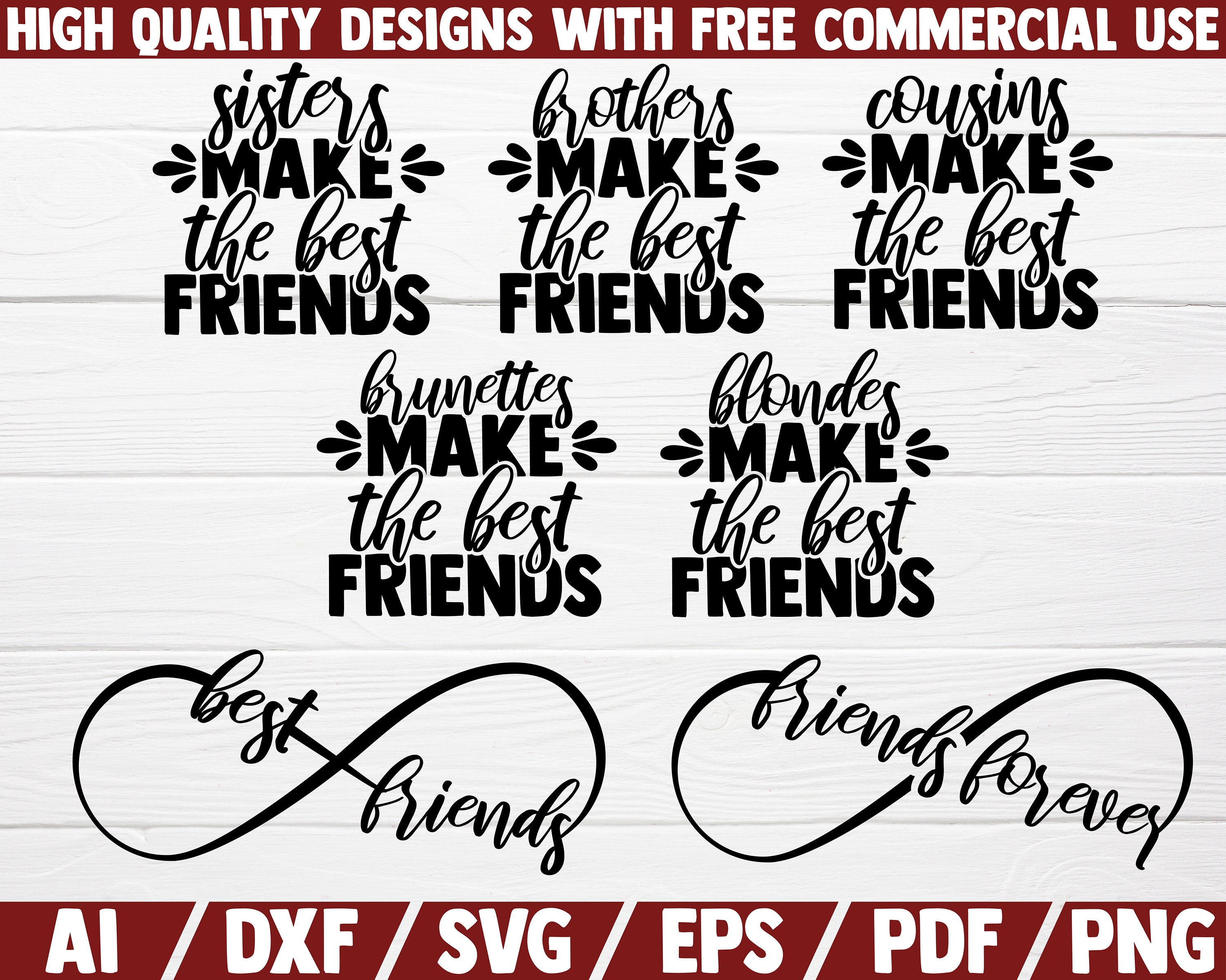 Friendship SVG Bundle Best Friend Sayings Quotes Shirt | Etsy