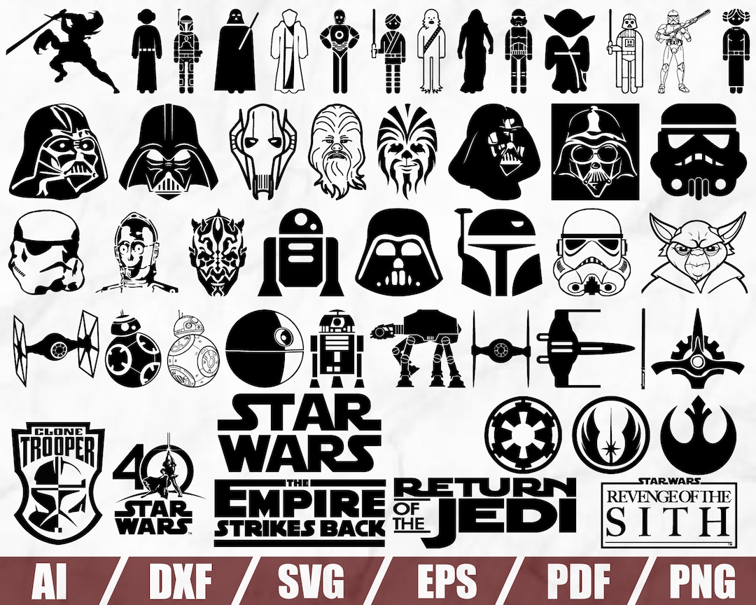 Star Wars Svg Star Wars Silhouette Star Wars Vector Star Wars Clipart Darth Vader Svg Starwars ...