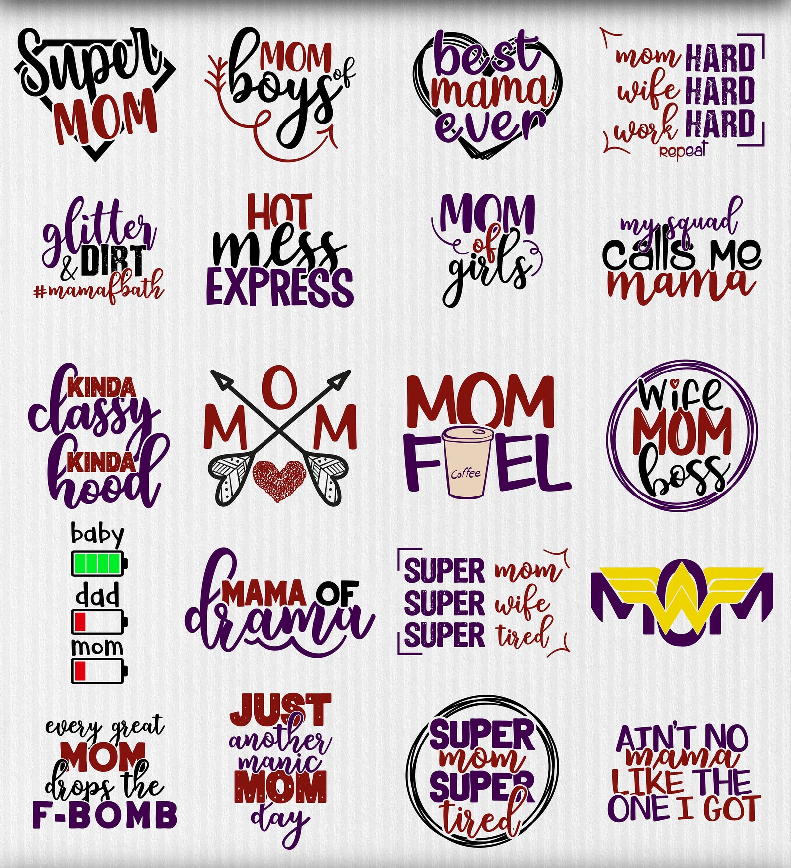 Mom SVG Bundle Mom Life SVG Cut Files commercial use | Etsy