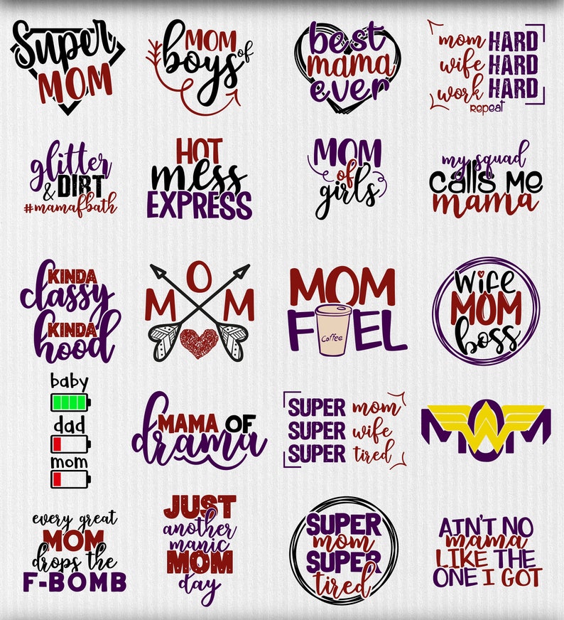 Mom Svg Bundle Mom Life Svg Cut Files Commercial Use Etsy