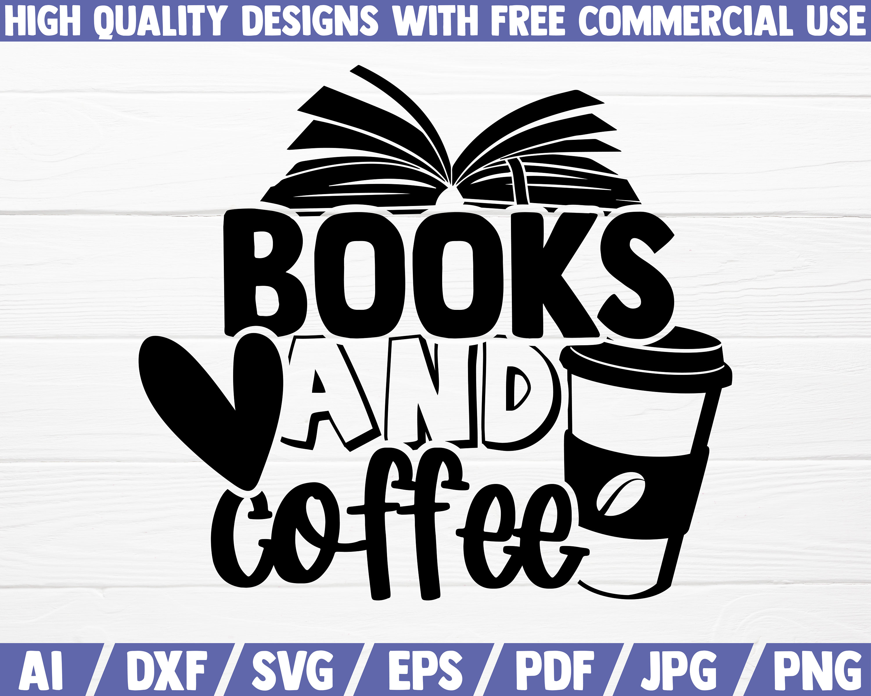 Books and Coffee SVG Book Lover SVG Cut File Instant - Etsy
