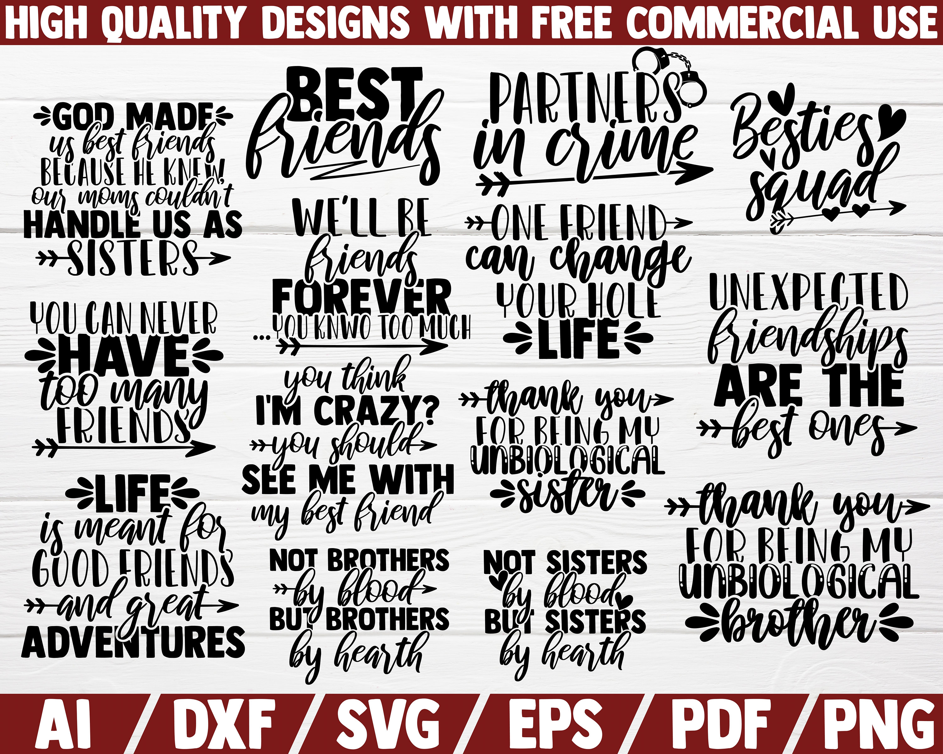 Friendship SVG Bundle Best Friend Sayings Quotes Shirt | Etsy