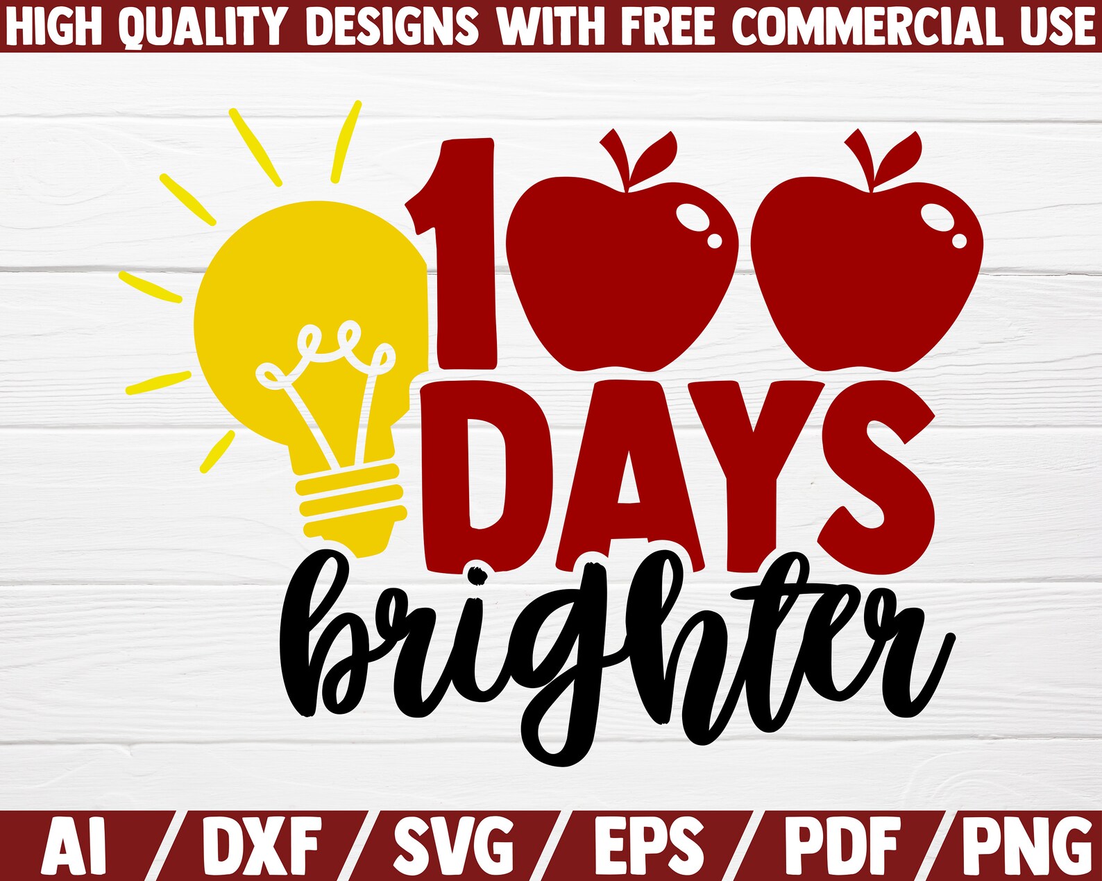 100 Days Brighter SVG DXF File Cut File 100 Days of | Etsy