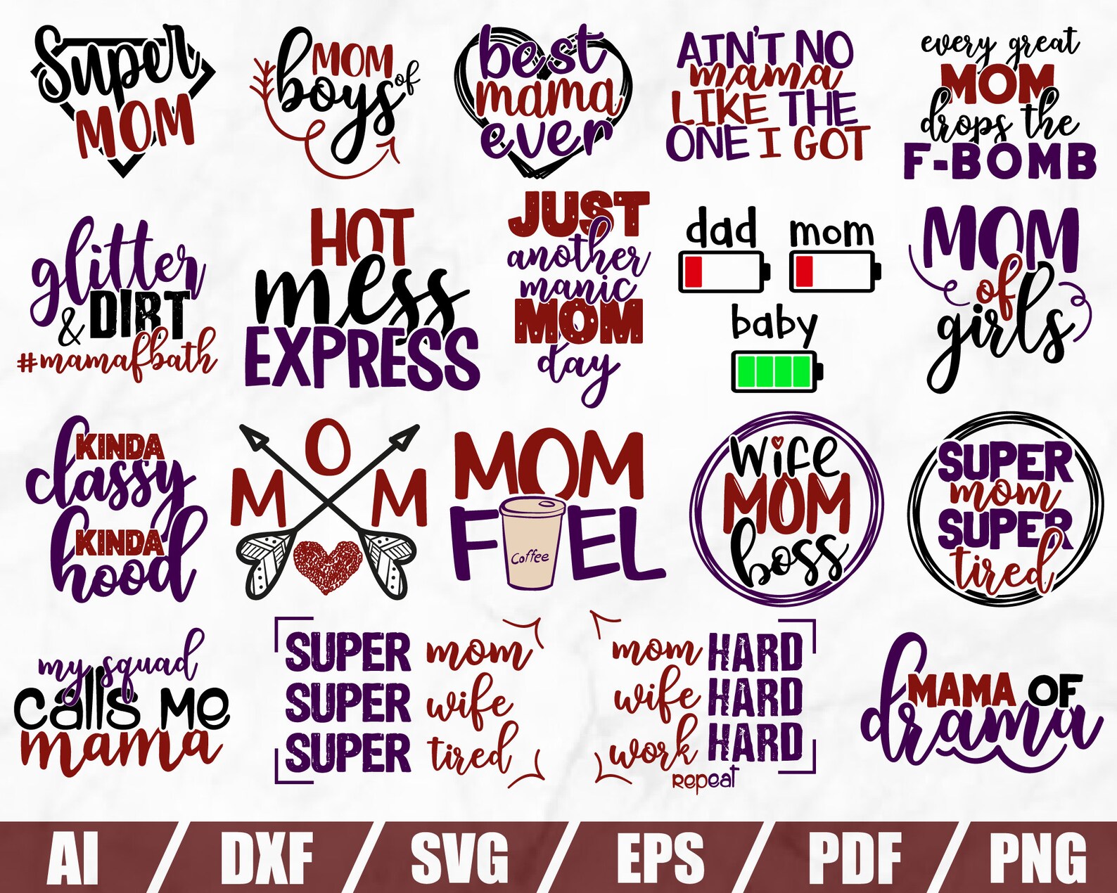Mom SVG Bundle Mom Life SVG Cut Files Commercial Use - Etsy
