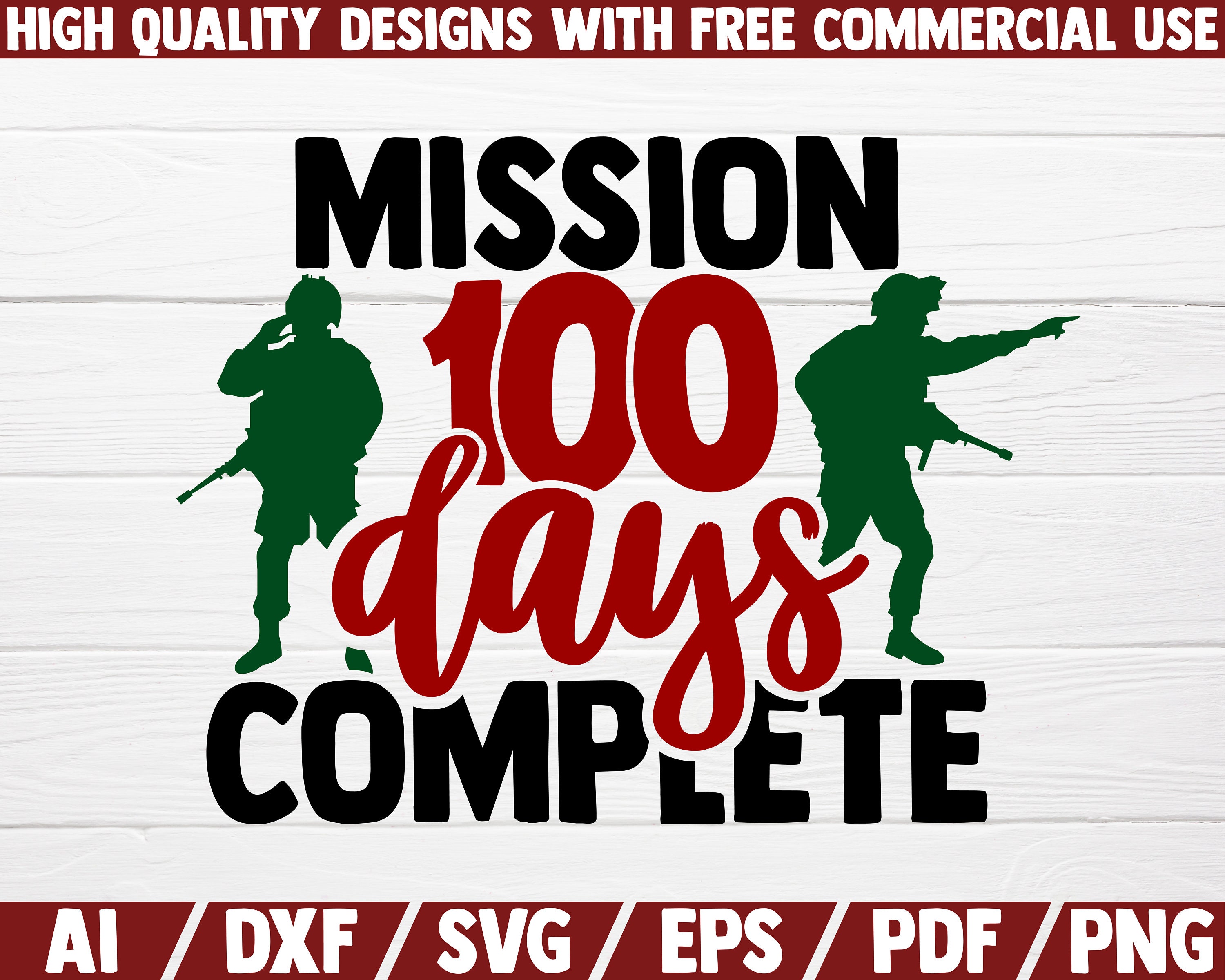 Mission 100 Days Complete SVG DXF File Cut File - Etsy