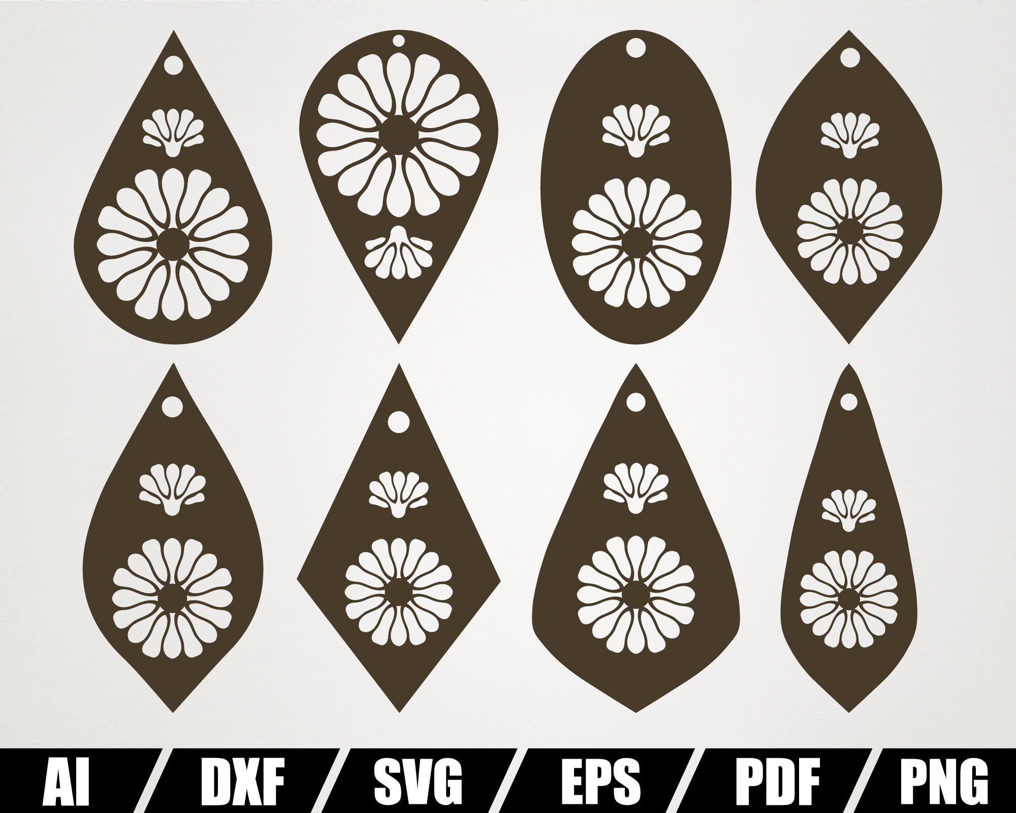 Earrings SVG Cut Files Instant Download Commercial Use | Etsy