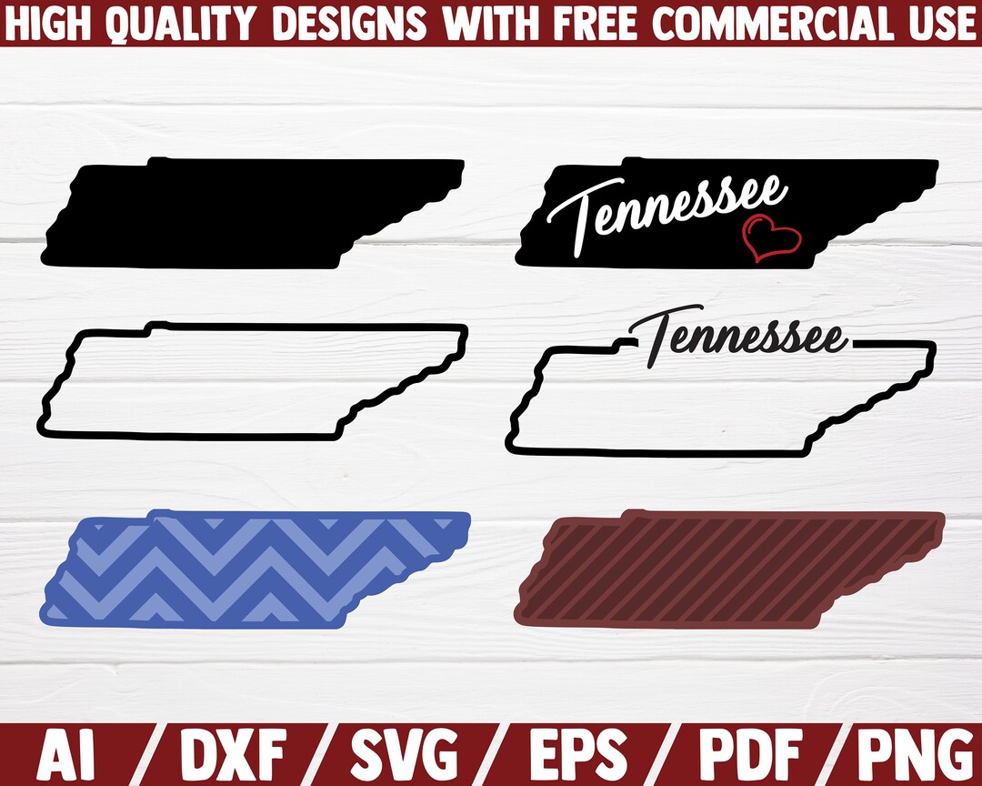 Tennessee SVG 6 DESIGNS DXF File Cut File United States 4th of July Usa ...