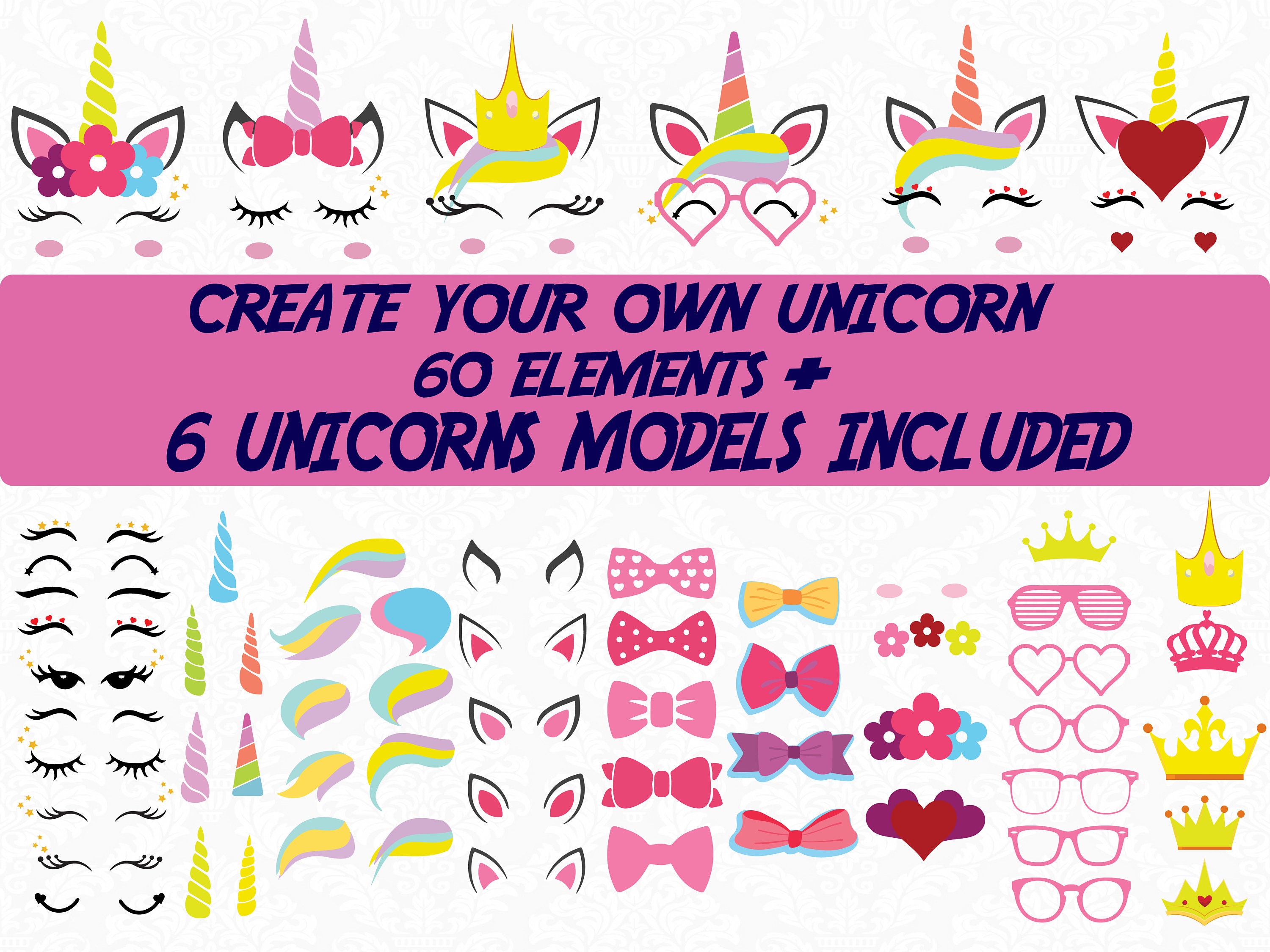 Unicorn Svg Unicorn Kit Svg Create Your Own Lashes Svg | Etsy
