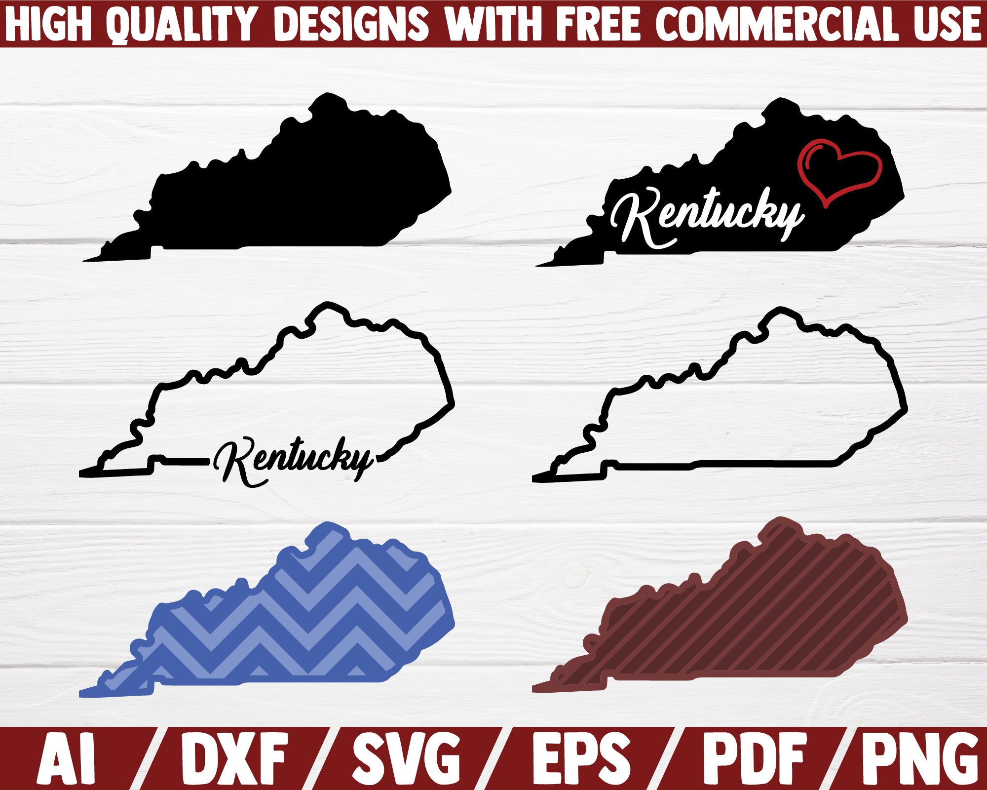 Kentucky SVG 6 DESIGNS DXF File Cut File United States - Etsy