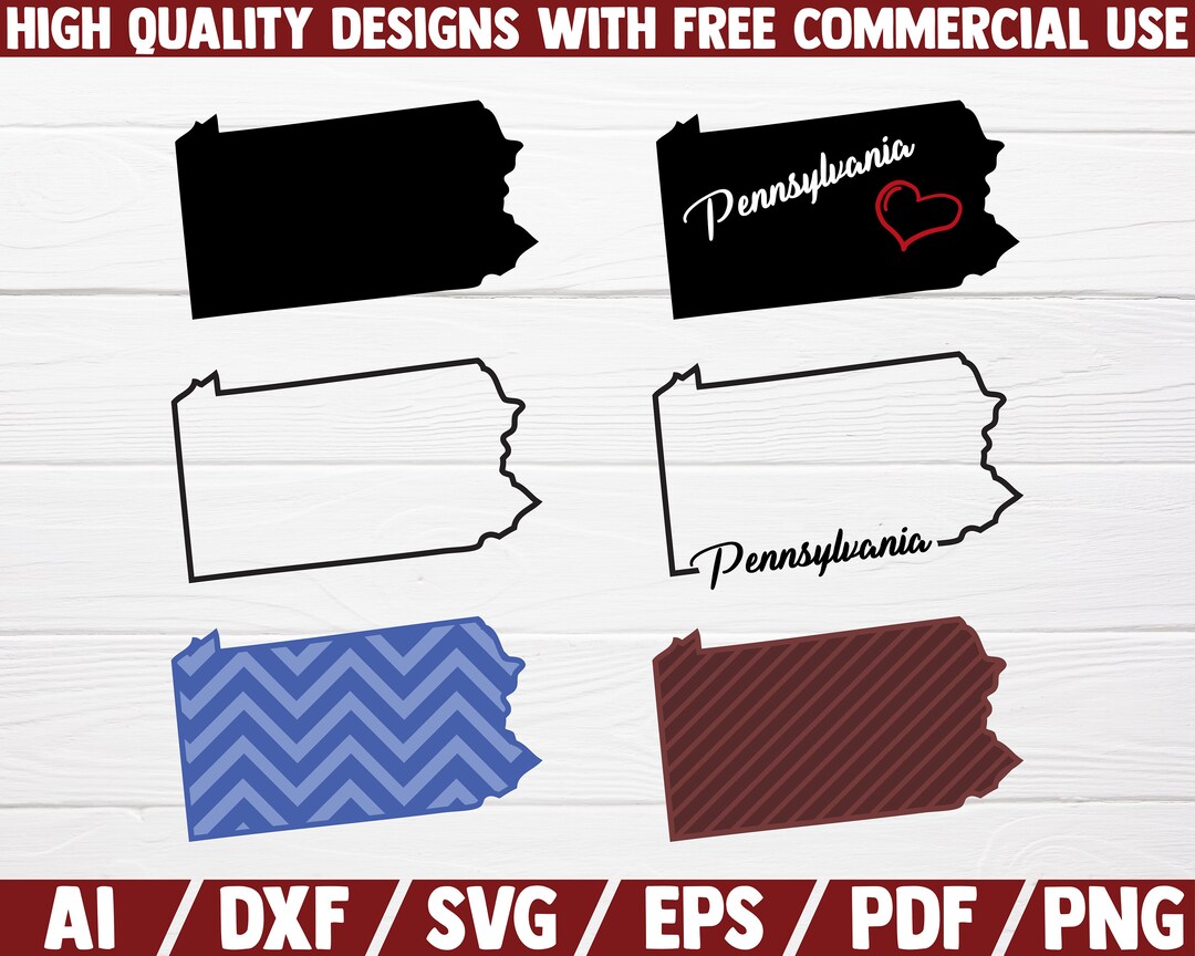 Pennsylvania SVG 6 DESIGNS DXF File Cut File United States 4th of July ...