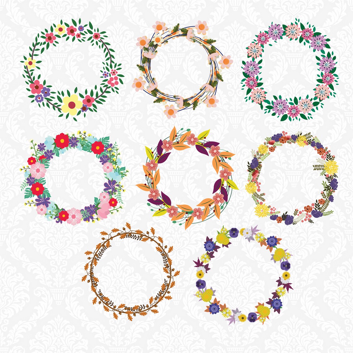Floral Wreath SVG Laurel Wreath SVG Wreath Clipart - Etsy