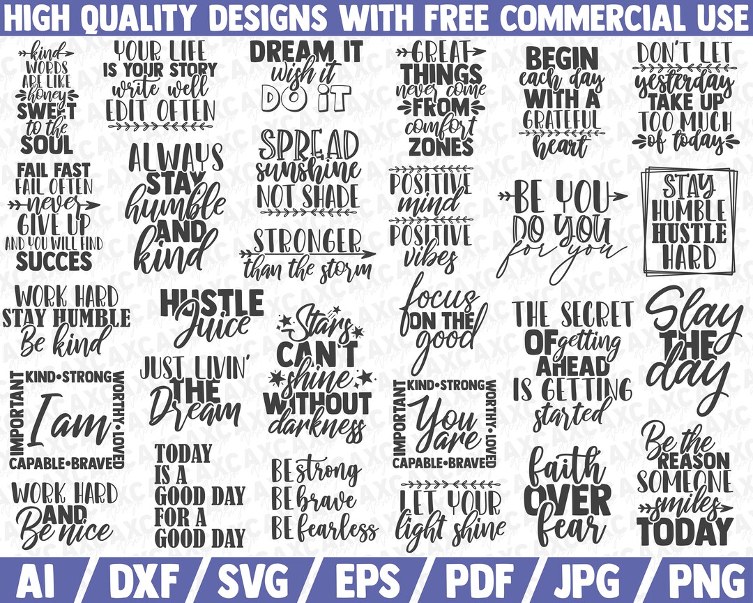 Inspirational Bundle SVG Motivational SVG Cut File Instant Download ...
