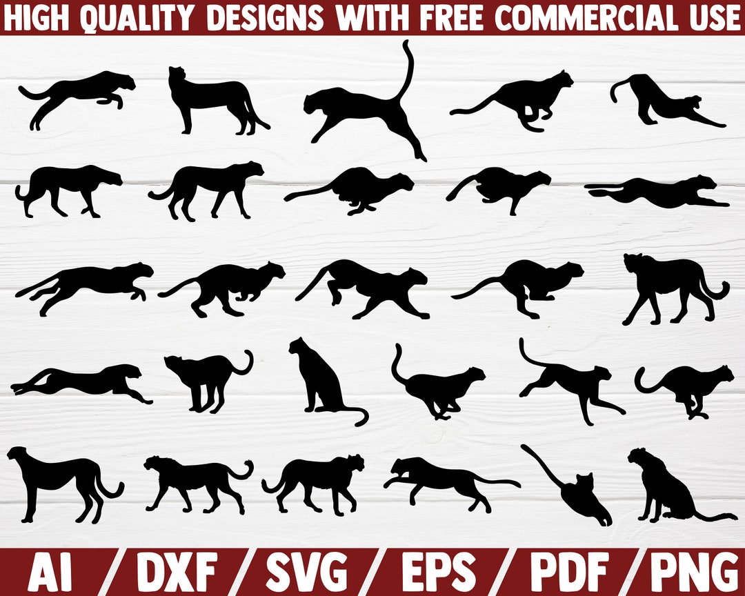 Cheetah Bundle SVG 27 Designs DXF File Cut File Cheetah Cut File Vector ...