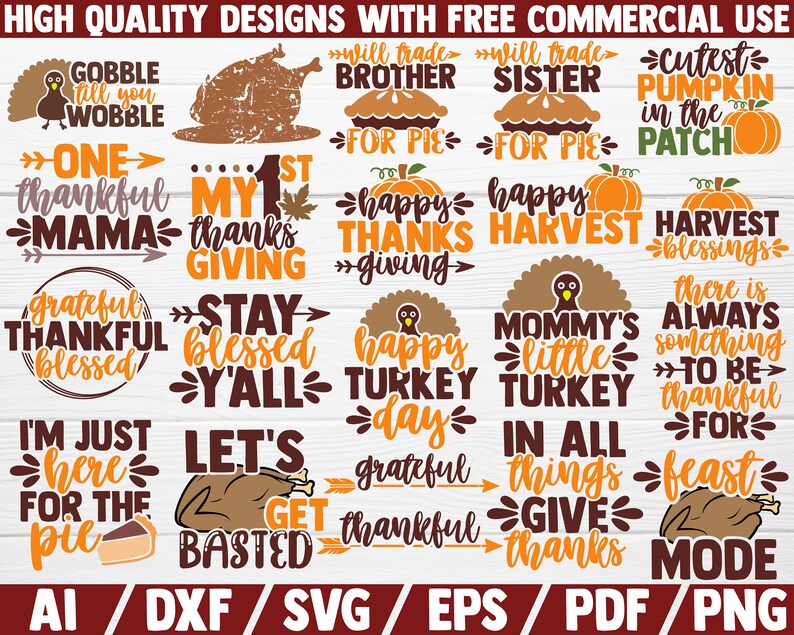 Thanksgiving Bundle SVG 21 Designs DXF File Cut File | Etsy